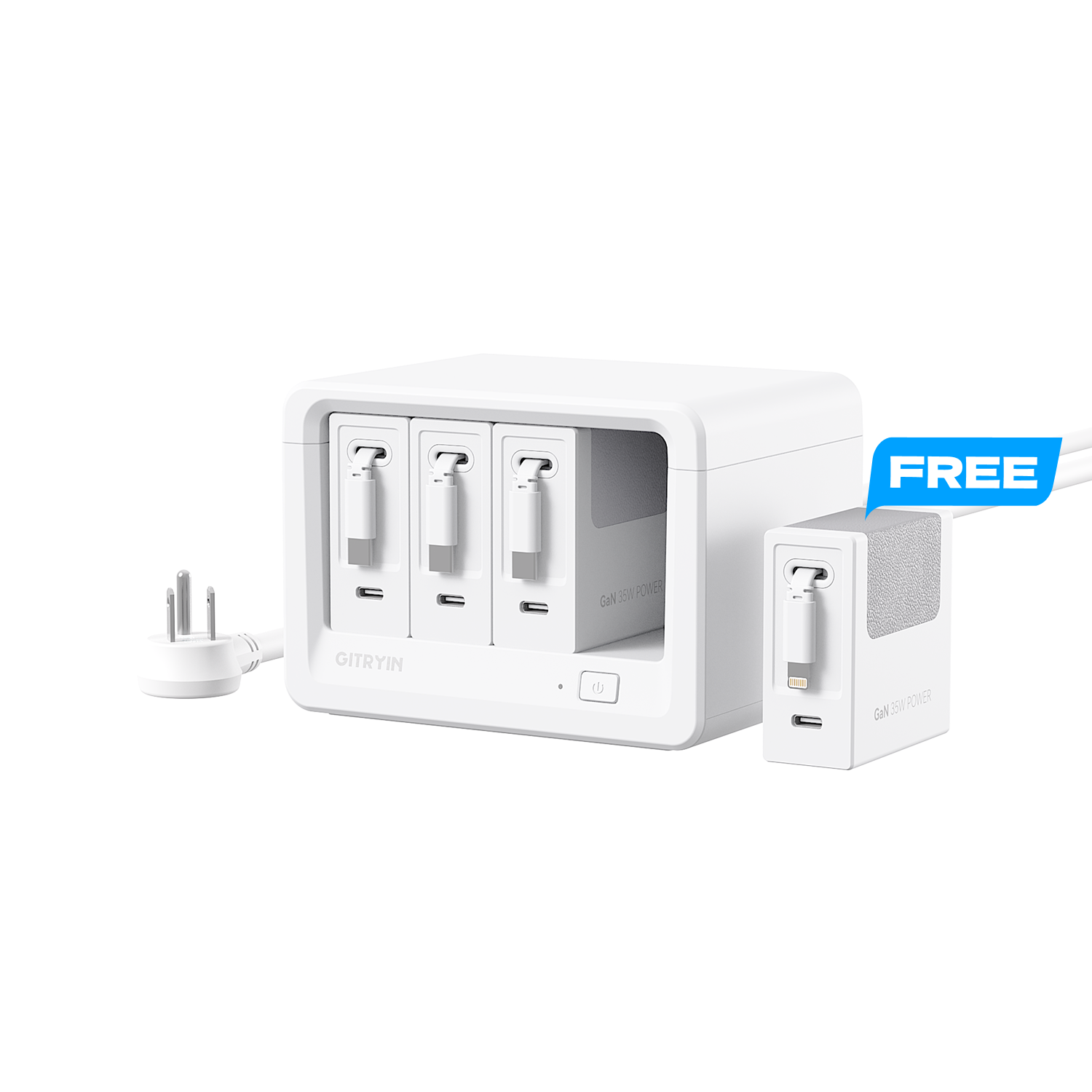 USB-C desktop power hub with surge protection and tidy cable routing ...